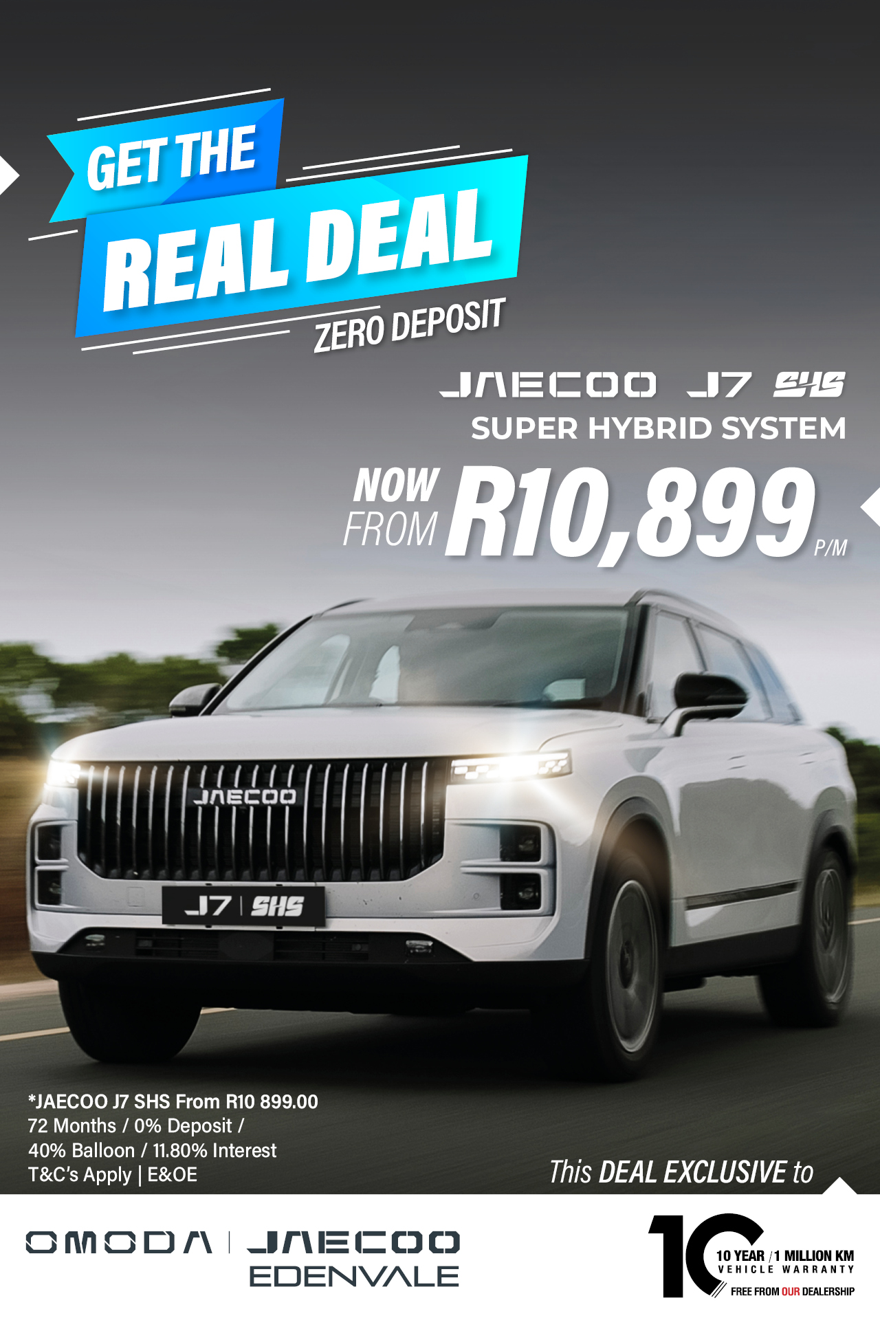 OMODA JAECOO Edenvale | 10 Year / 1 Million KM Warranty